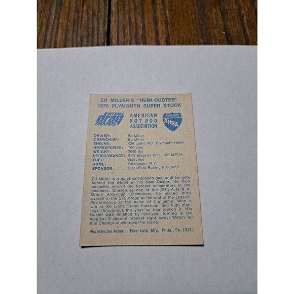 fleer | Toys | 971 Ed Millers Hemi Duster Plymouthsuper Stock Ahra ...